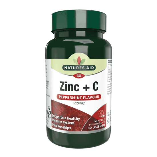 The Natural Dispensary. Zinc + C (Peppermint Flavour) Lozenge 30s